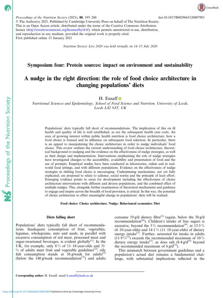 Div Class Title A Nudge in The Right Direction The Role of Food Choice ...