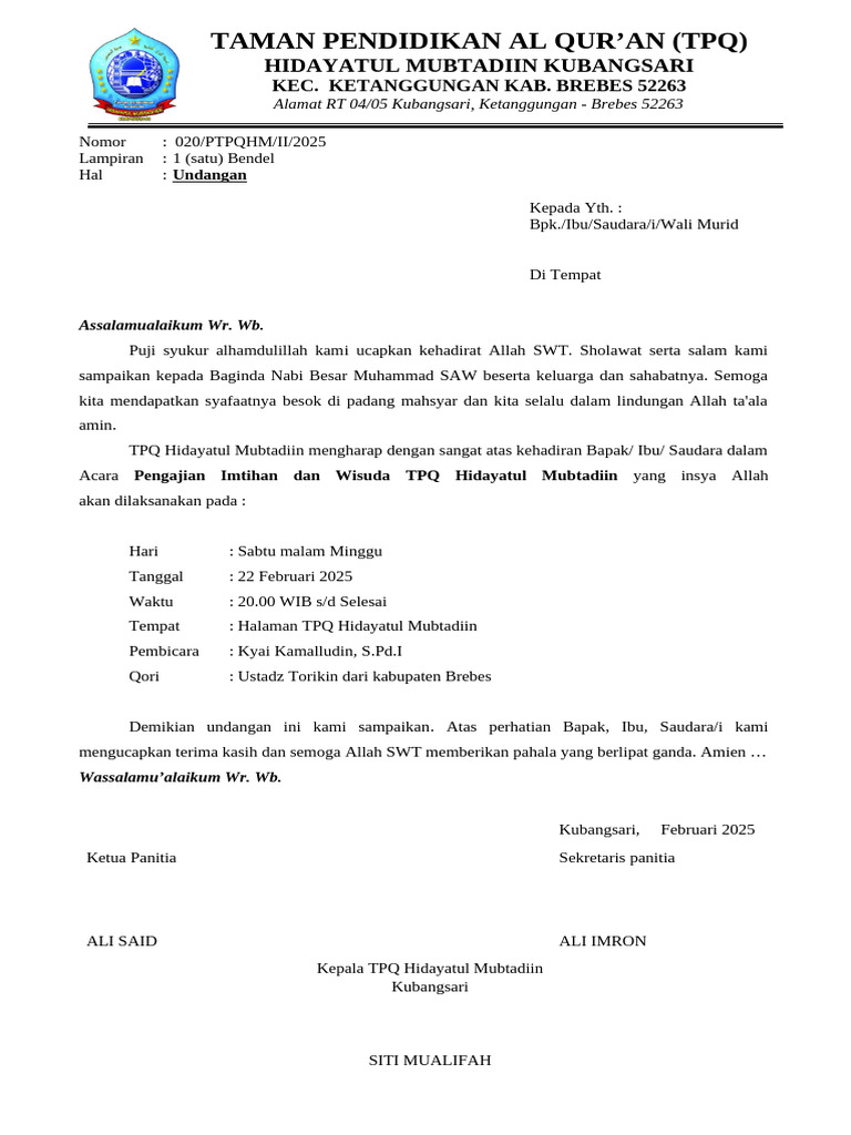 TPQ HM Undangan Pengajian | PDF