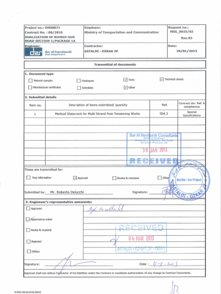 MSS 0015-02 - Post Tensioning Works | PDF