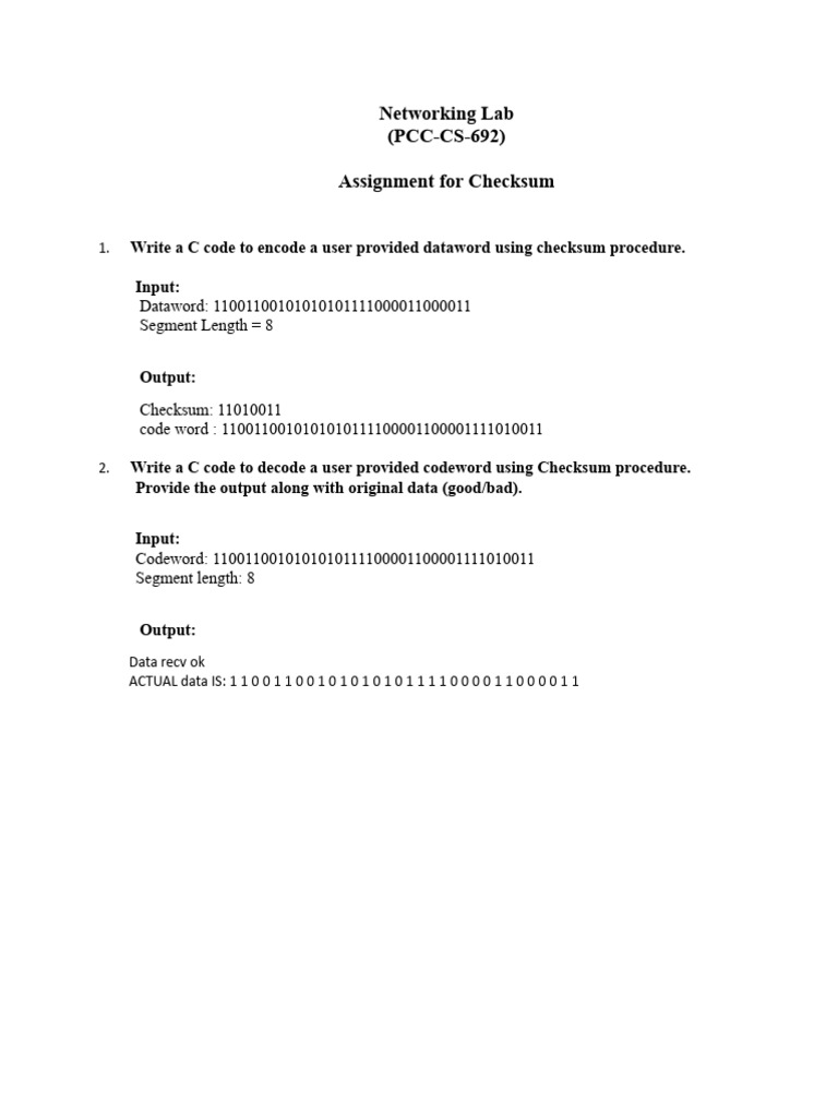 4. Checksum Assignment.docx | PDF