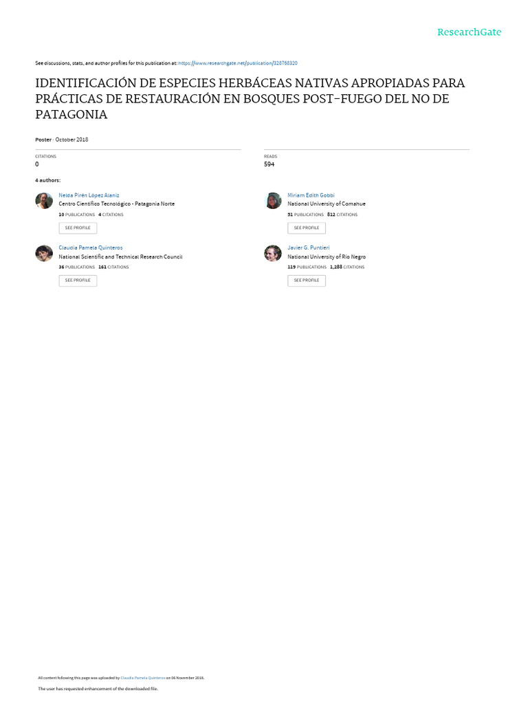 Identificación de Especies Herbáceas Nativas Apropiadas para Prácticas de Restauración en ...