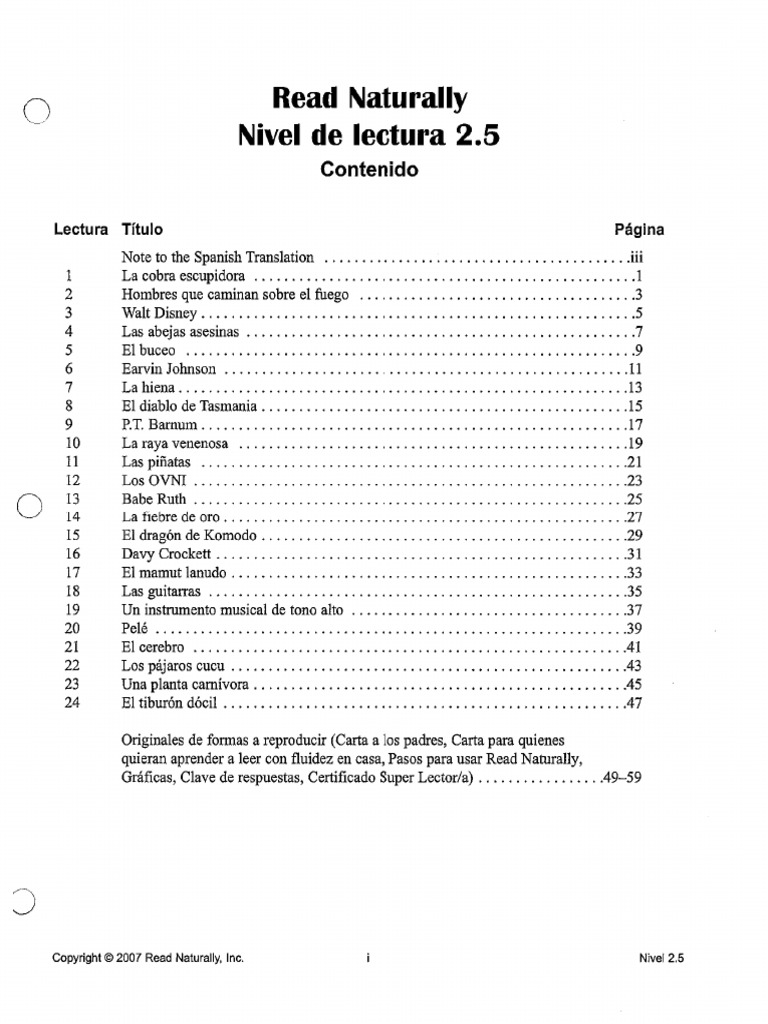 2.5 Spanish Read Naturally | PDF