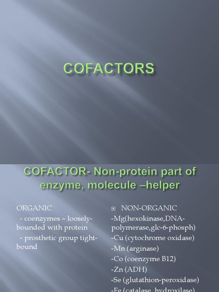 COFACTORS | PDF | Cofactor (Biochemistry) | Enzyme