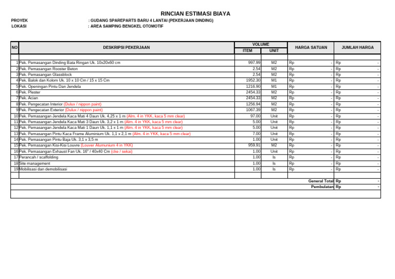 Boq Dinding - Rev 01 - 27 Feb 2025 - Fix - SB | PDF