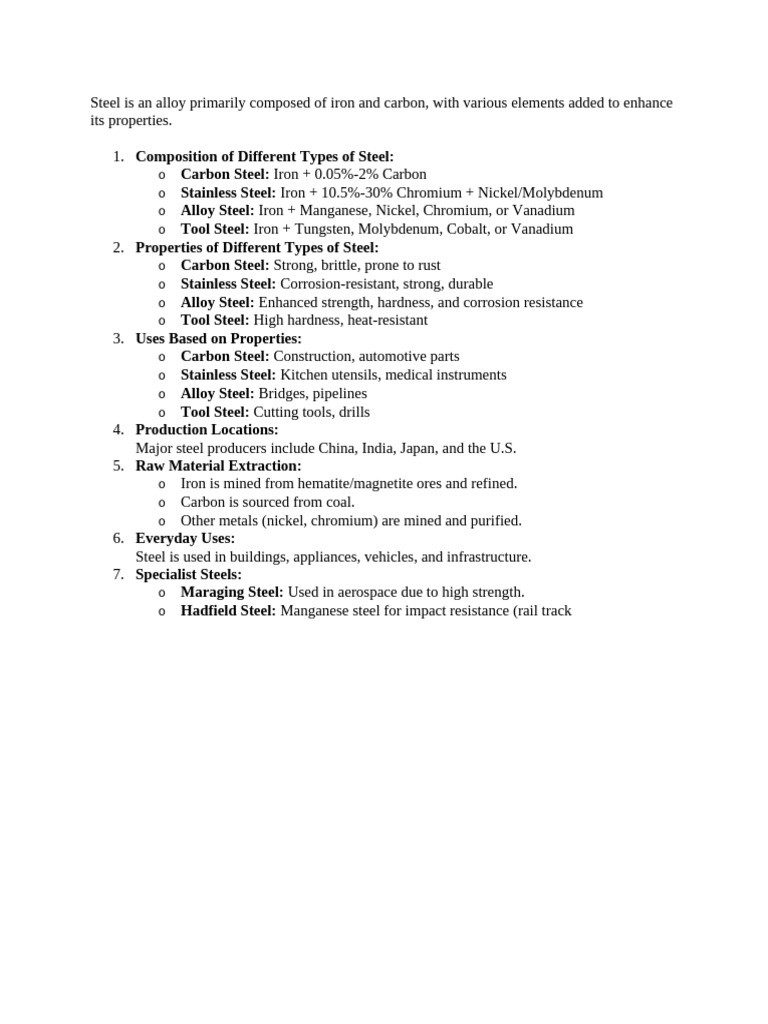 Understanding Steel Composition and Types | PDF