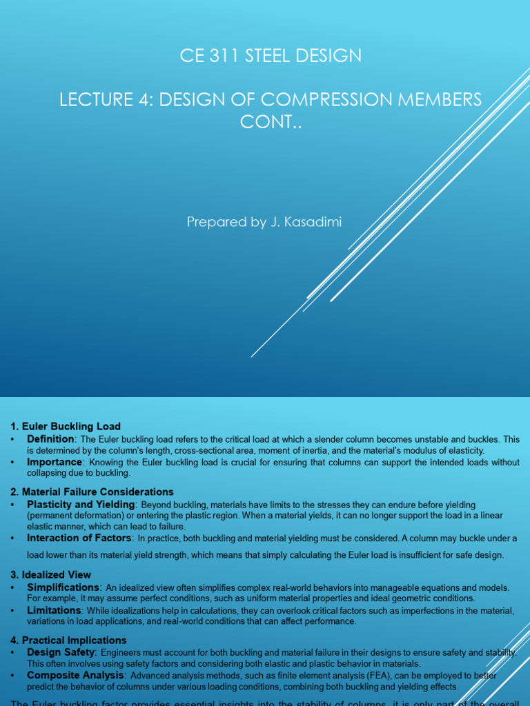 Ce 311 Steel Structures Lecture 4 | PDF | Buckling | Deformation ...