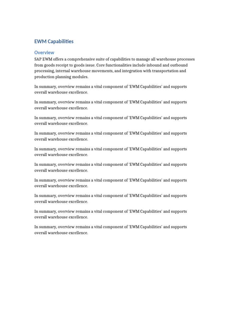 SAP EWM Warehouse Management Features | PDF | Warehouse | Computing