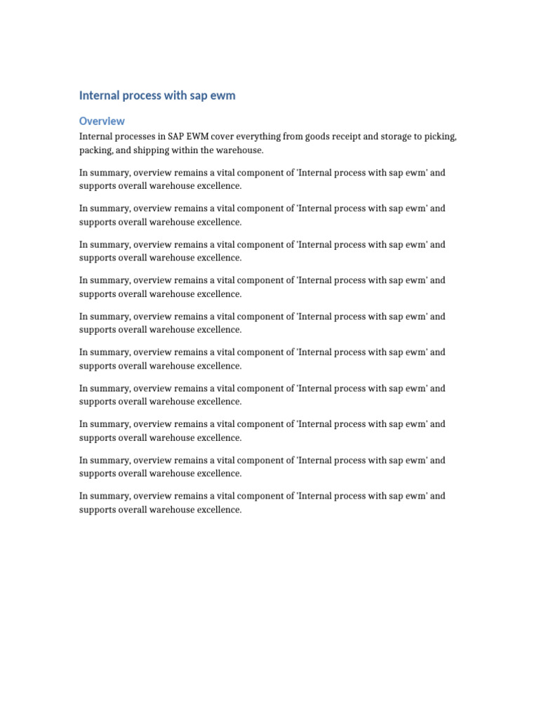 Internal Process With Sap Ewm | PDF | Warehouse | Supply Chain Management