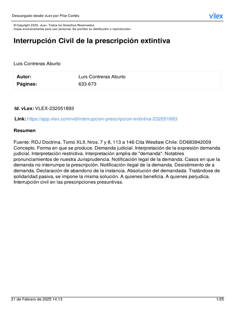 Interrupcin Civil de La Prescripcin Extintiva Obligaciones | PDF | Estatuto de limitaciones ...