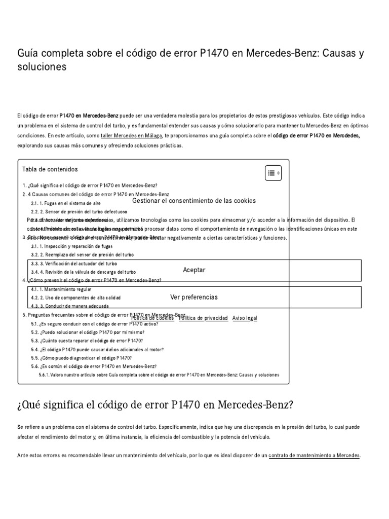 Código de Error P1470 - Mercedes-Benz A. Moreno Málaga ® | PDF | Cookie HTTP | Turbocompresor