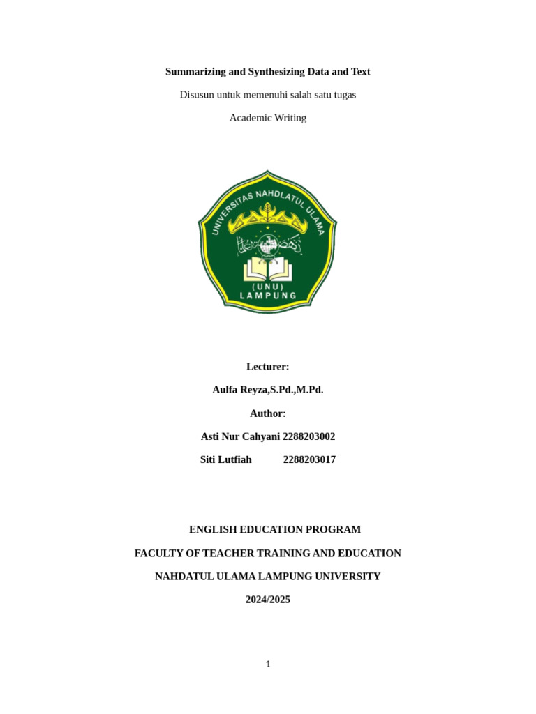 Summarizing and Synthesizing Data and Text PBI IV | PDF | Information ...