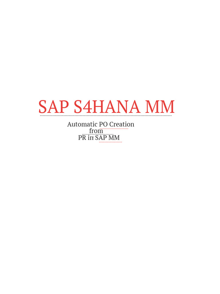 Automatic PO Creation From PR in SAP MM | PDF | Computing | Business