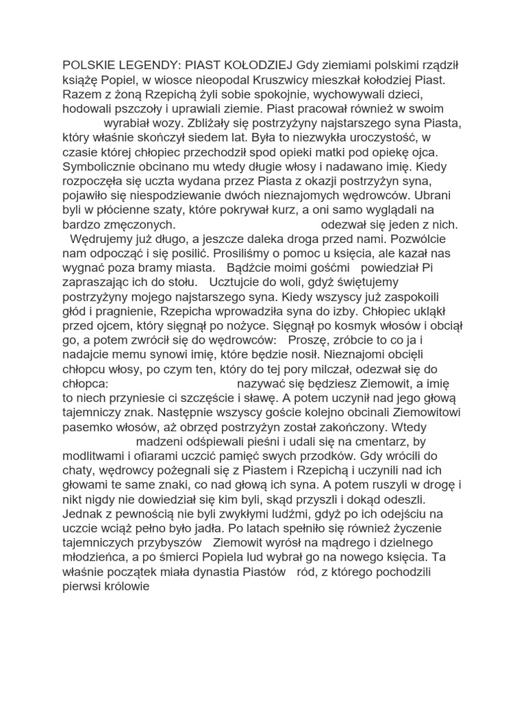 Polskie Legendy - Piast | PDF