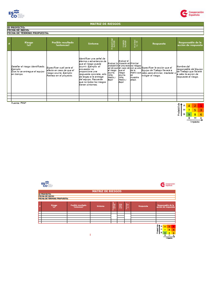 Matriz de Riesgos Plantilla y Ejemplos | PDF