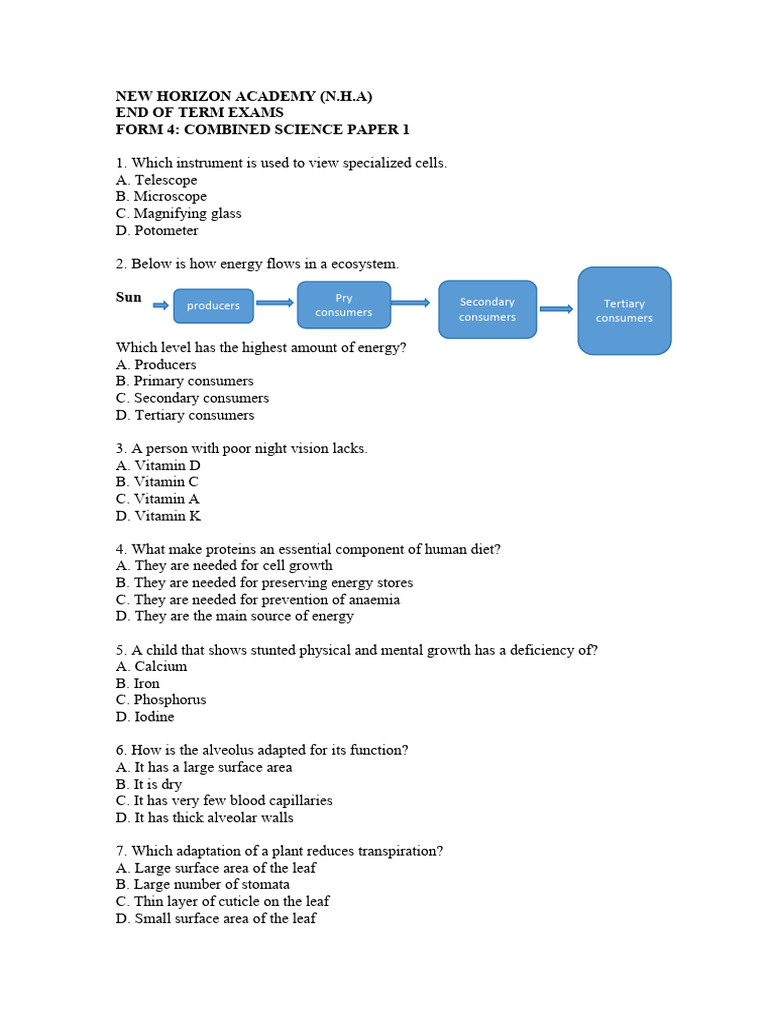 Form 4 Science Paper 1 (NHA) | PDF | Sodium | Atoms