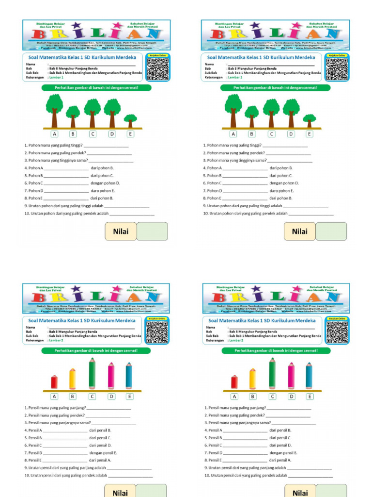 Soal MTK Gambar Kelas 1 SD | PDF