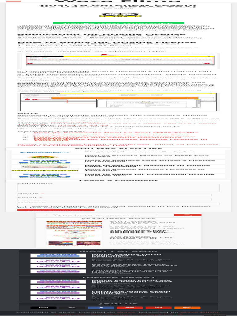 Jinsi Ya Kurenew Leseni Ya Udereva (IDRAS TRA) | PDF | Driver's License