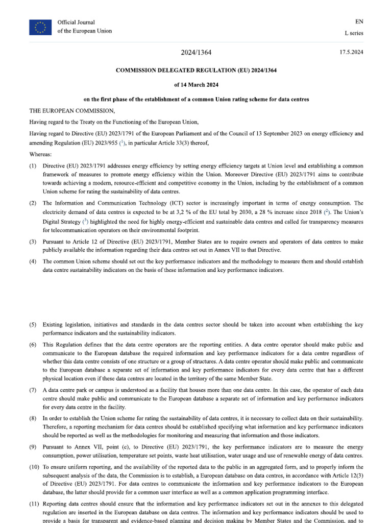 Commission Delegated Regulation (EU) 2024-1364 | PDF