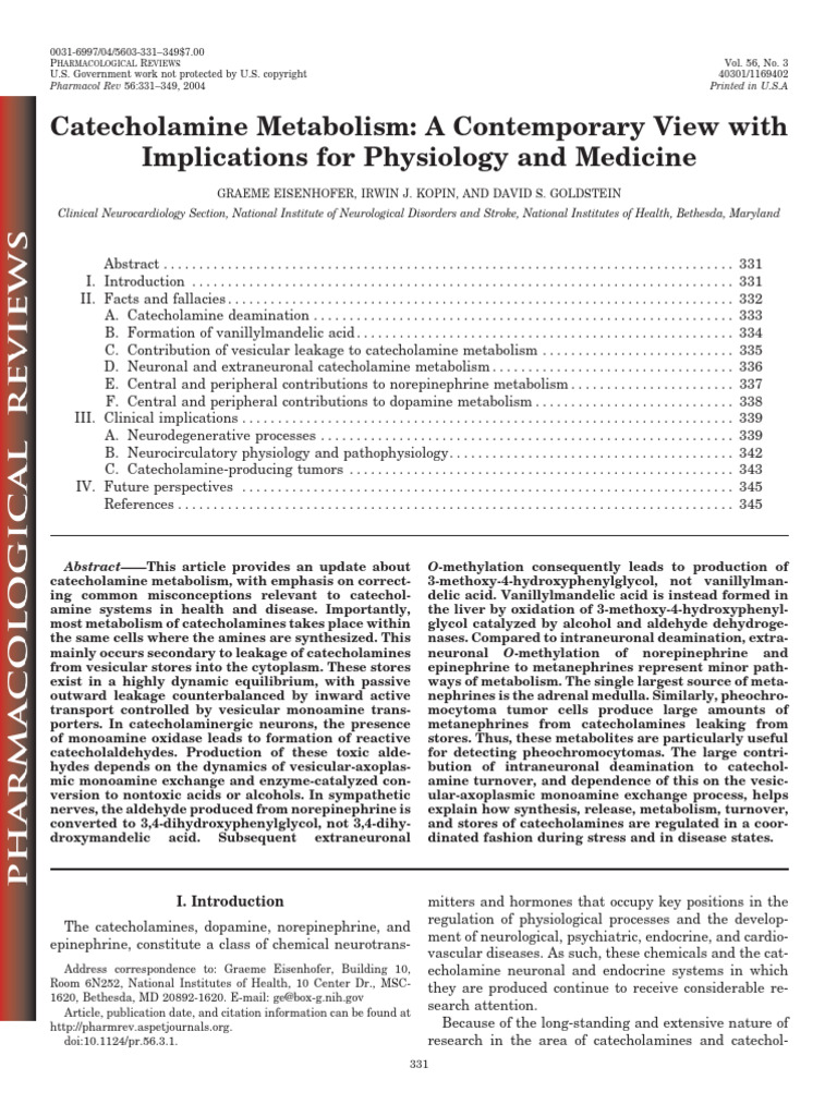 Catecholamine_Metabolism_A_Contemporary | PDF | Norepinephrine