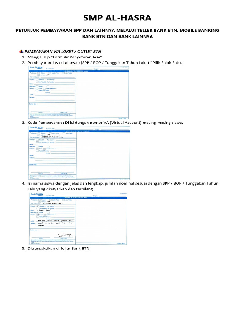 Petunjuk Pembayaran VA | PDF