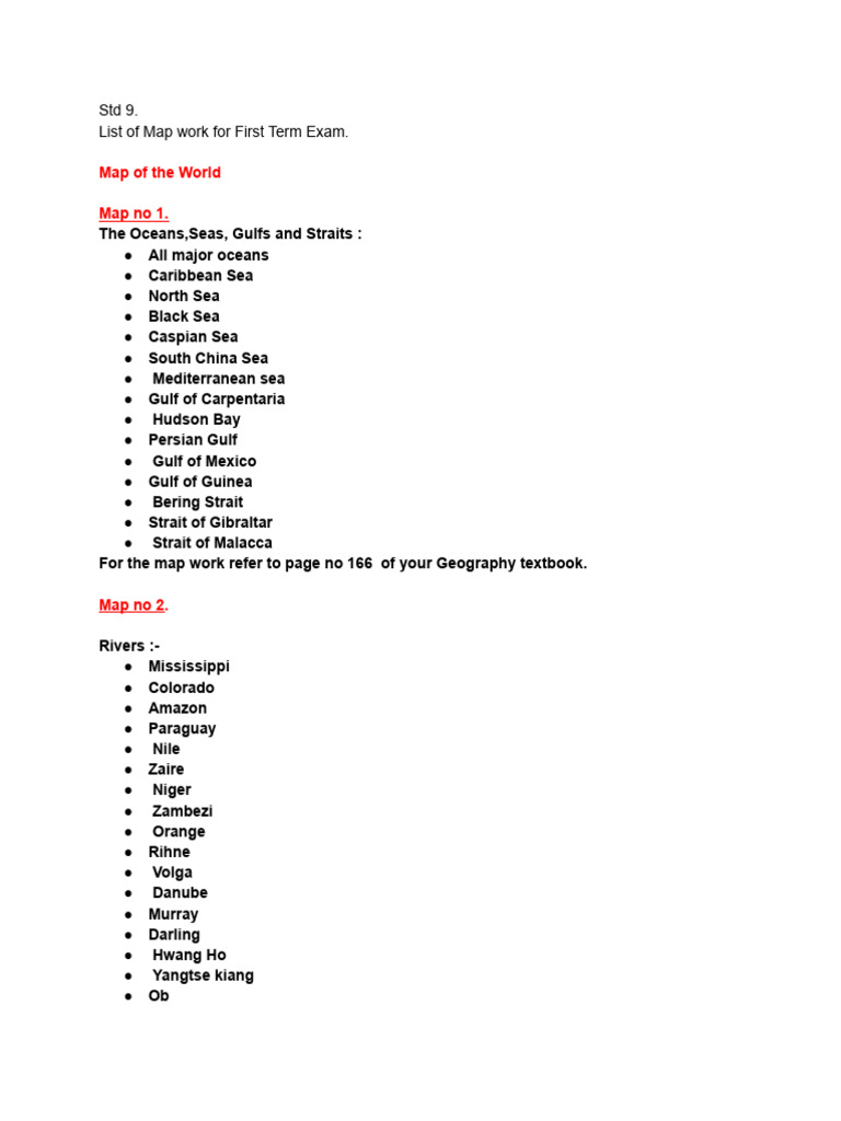 Std 9 Map Work Guidelines | PDF