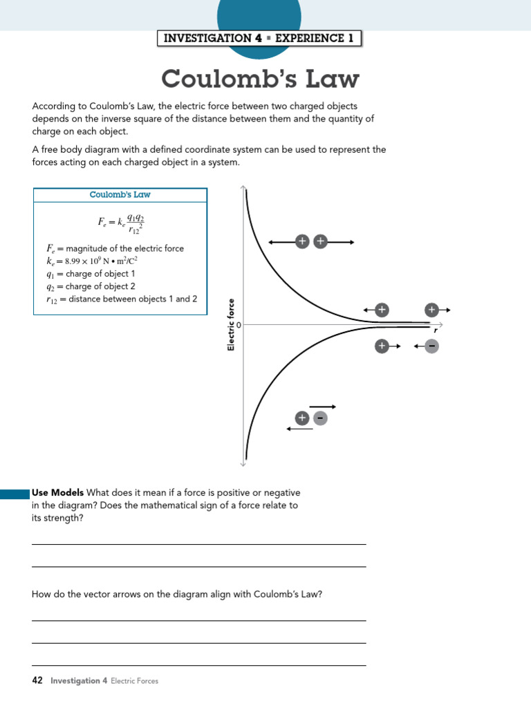 Skills Worksheet_ Coulomb's Law | PDF | Force | Euclidean Vector