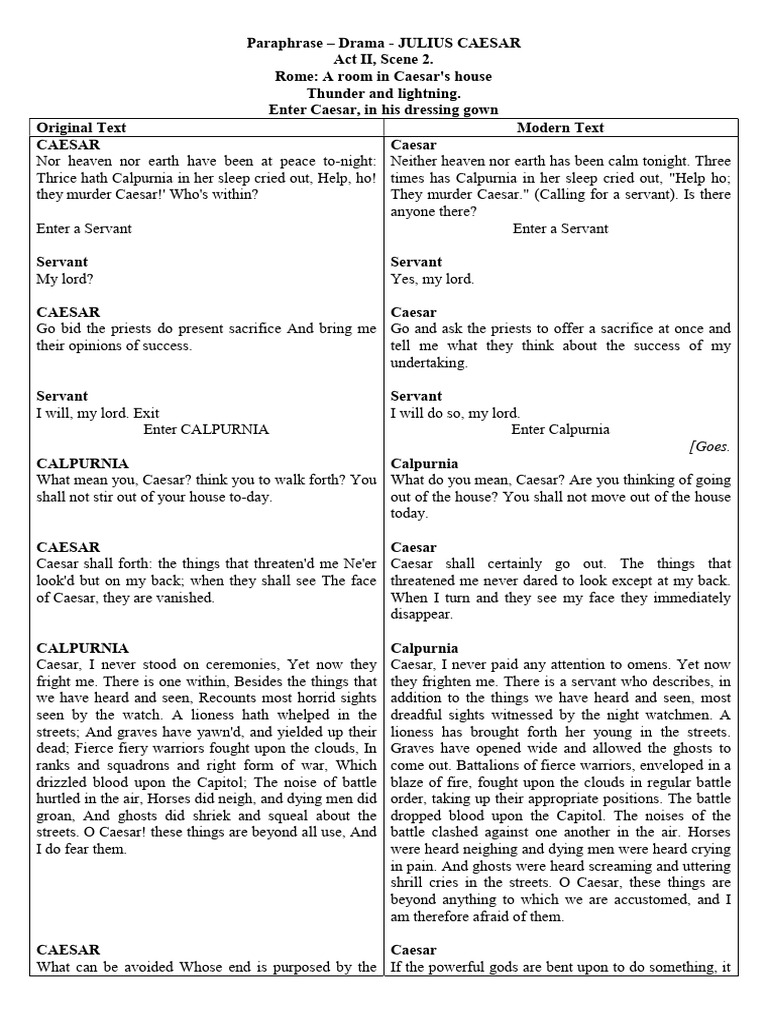 Paraphrase - Julius Caesar - Act - II - Scene - 02 | PDF | Julius Caesar