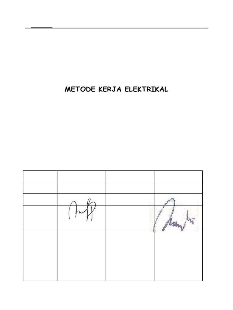 METODE KERJA ELEKTRICAL. No Kop | PDF