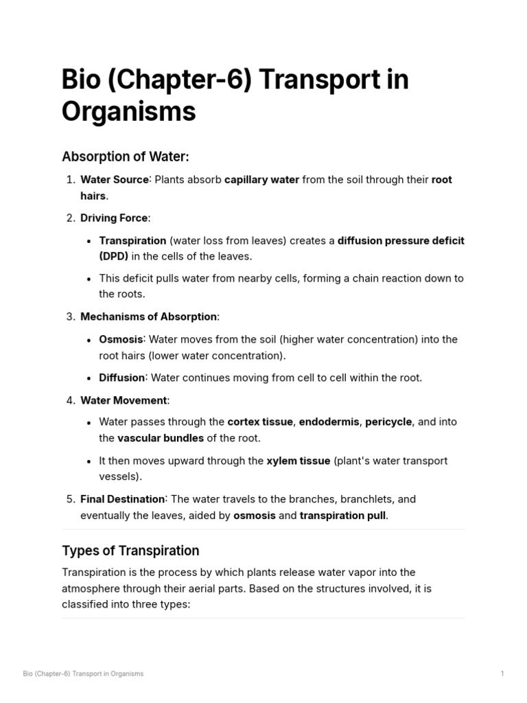 Bio_(Chapter-6)_Transport_in_Organisms | PDF | Blood Type | Cholesterol