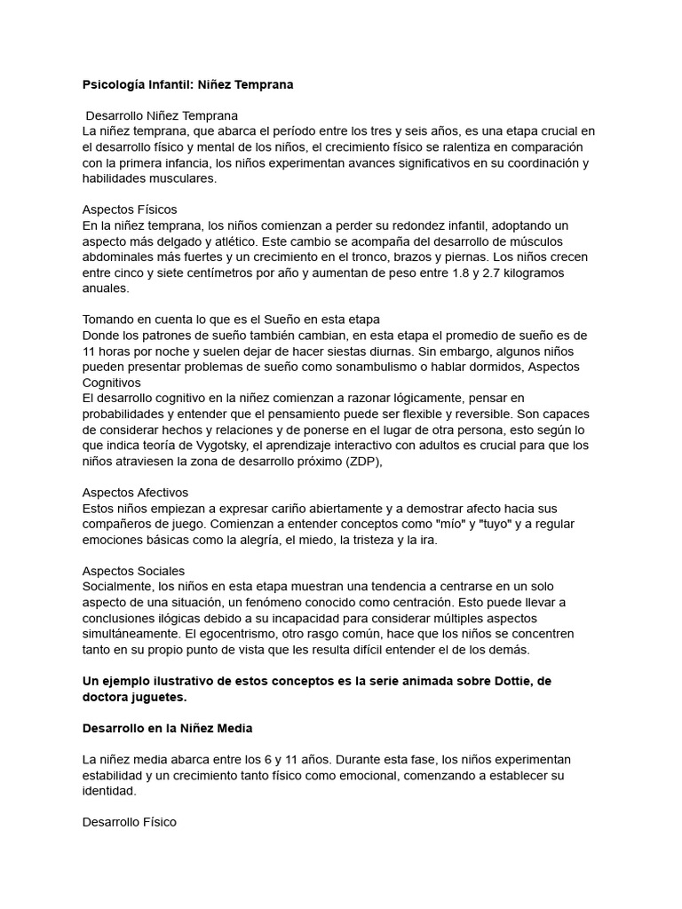 Desarrollo Integral en Niñez Temprana | PDF | Dormir | Las emociones