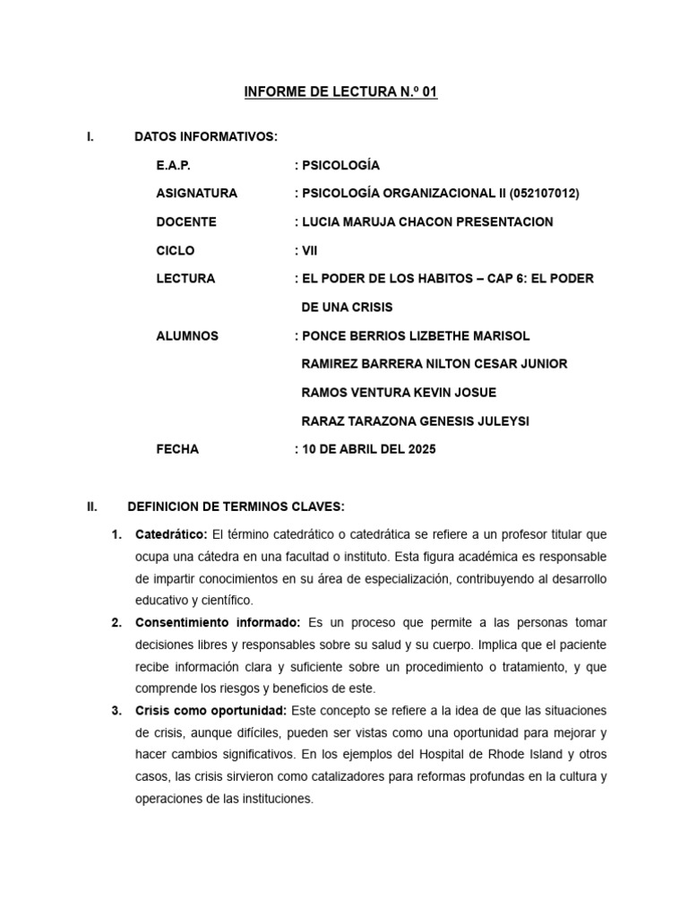 Estructura Informe de Lectura 01 Orga 2 | PDF | Paradoja | Hospital