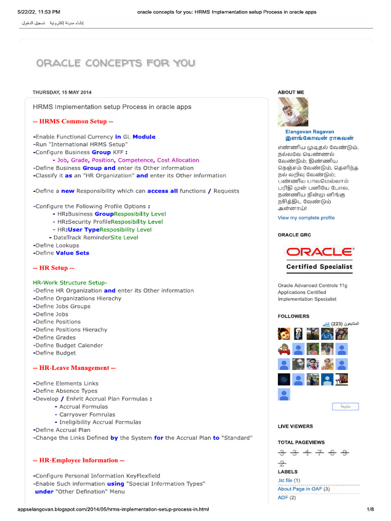 HRMS Implementation Setup Process in Oracle Apps | PDF