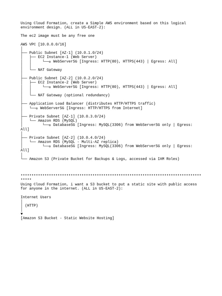 AWS CloudFormation Simple Environment Setup | PDF