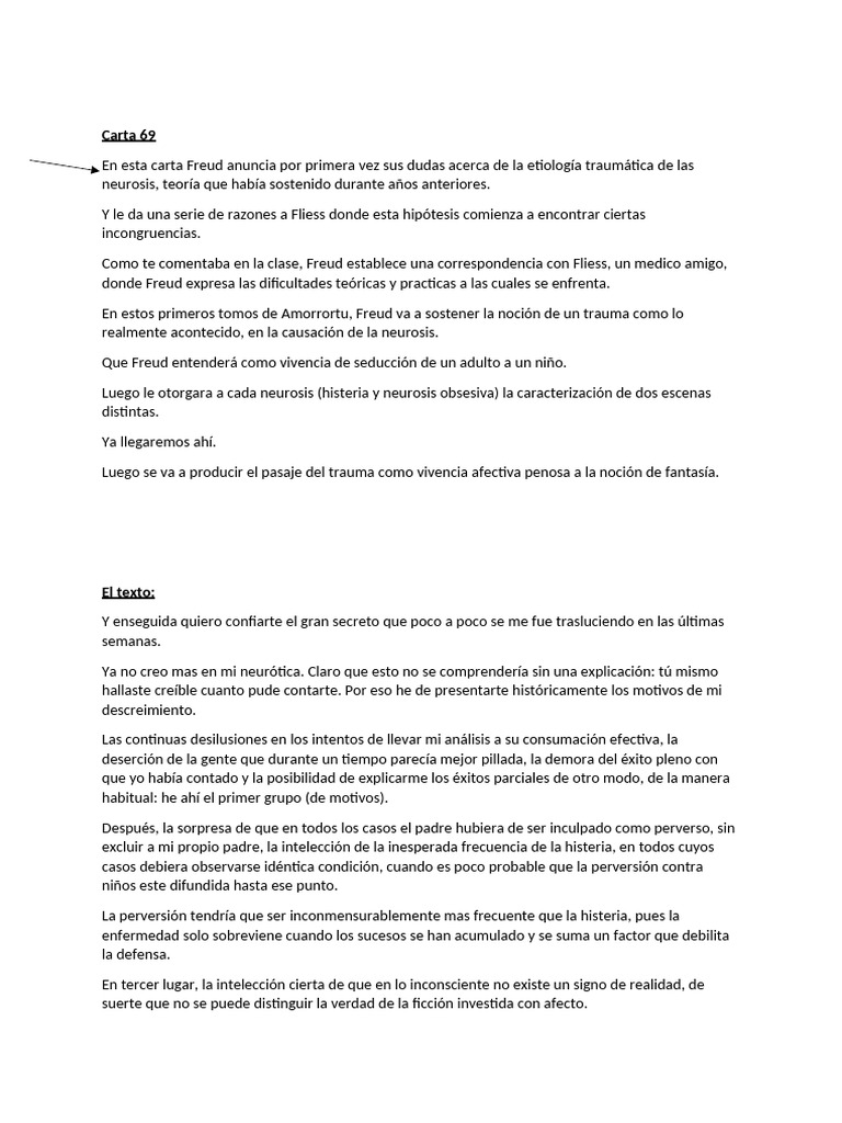 Carta 69 | PDF | Neurosis | Sigmund Freud