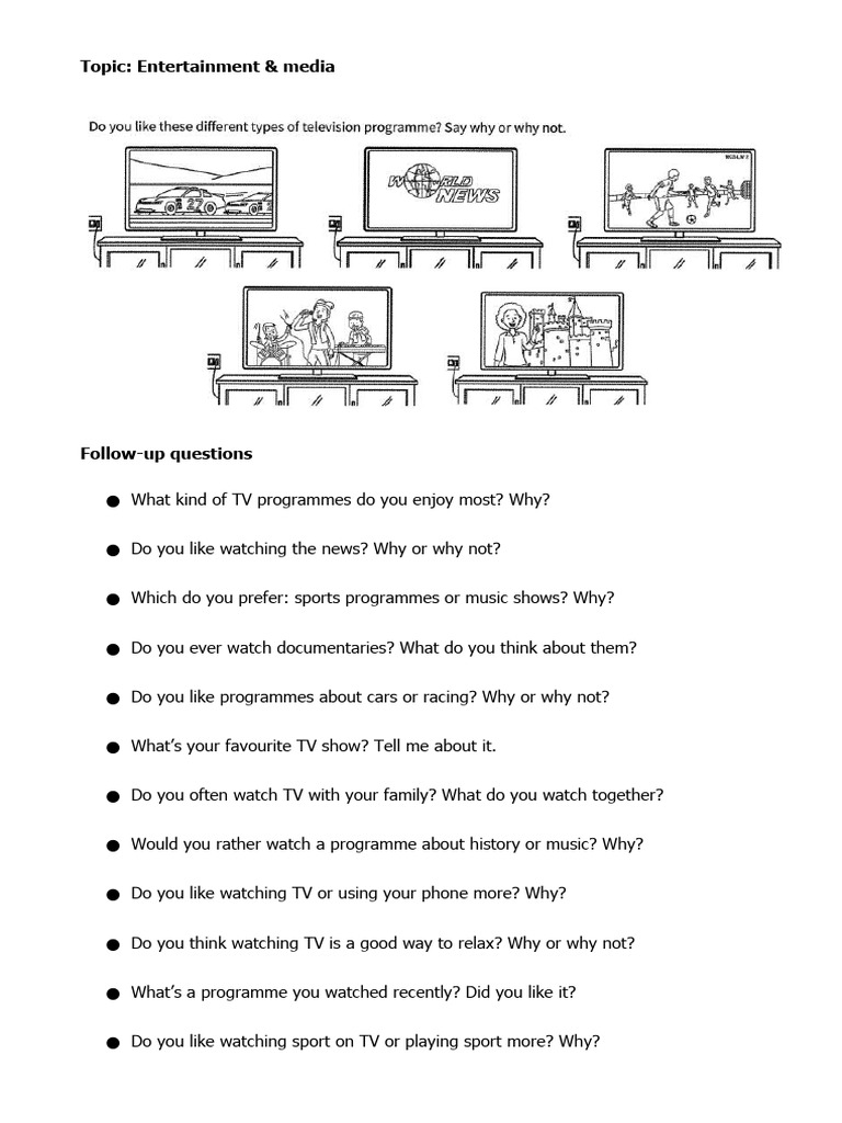 KET Part 2 Speaking Practice - Entertainment and Media | PDF