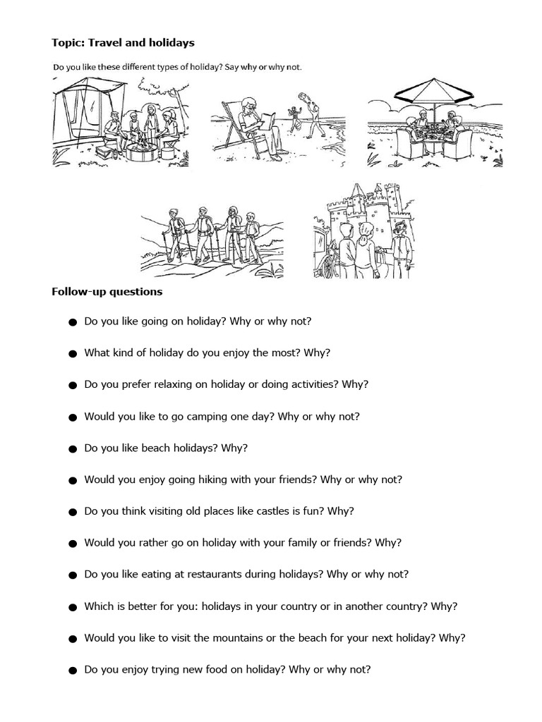 KET Part 2 Speaking Practice - Travel and Holidays | PDF