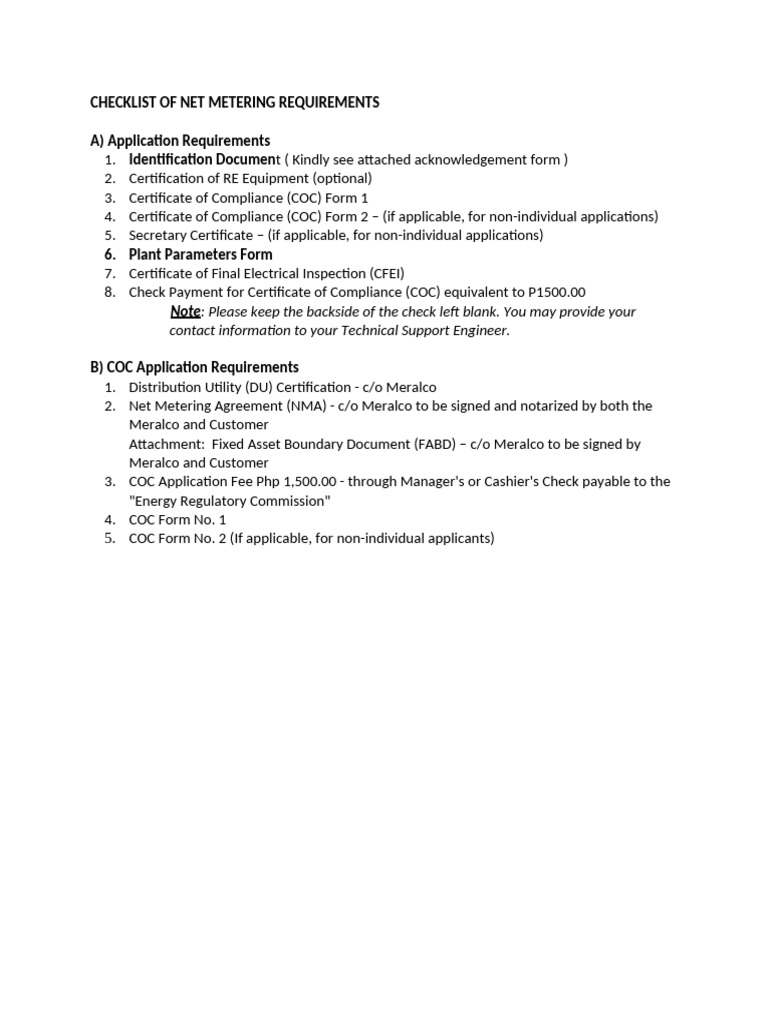 Checklist-of-Net-Metering-Requirements | PDF