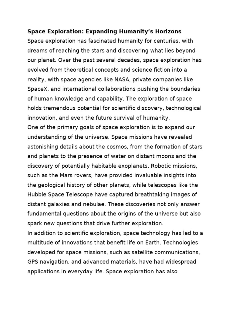 Space Exploration: Humanity's Future | PDF | Space Exploration | Space ...