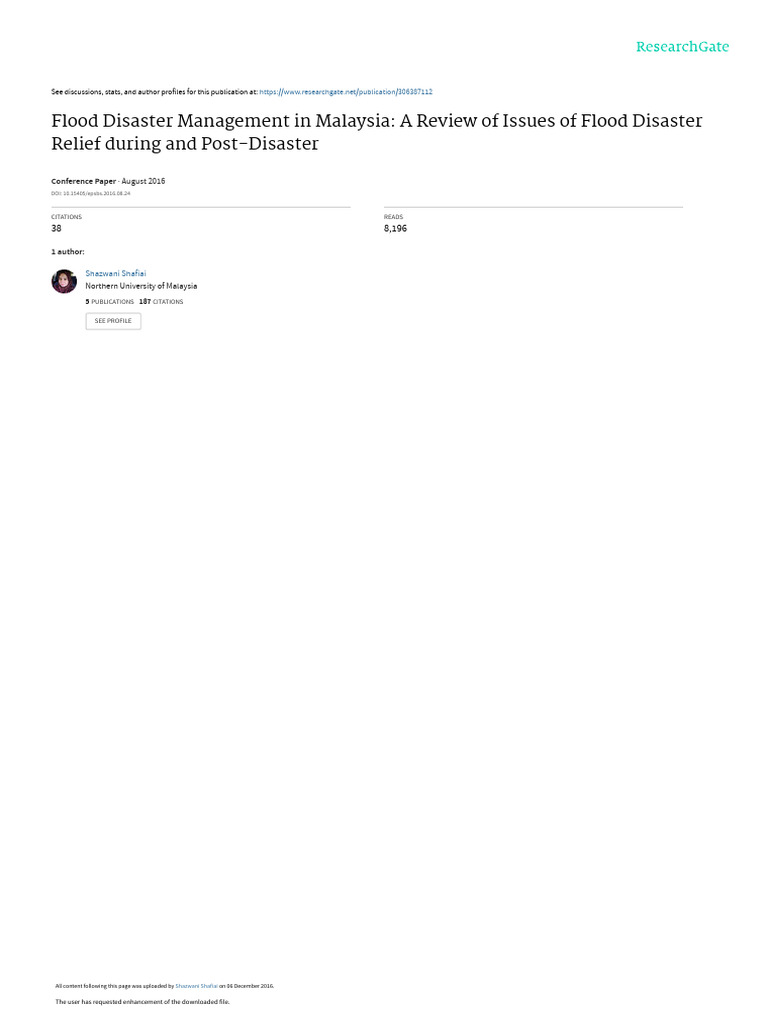 Flood Disaster Management in Malaysia A Review of | PDF | Emergency ...