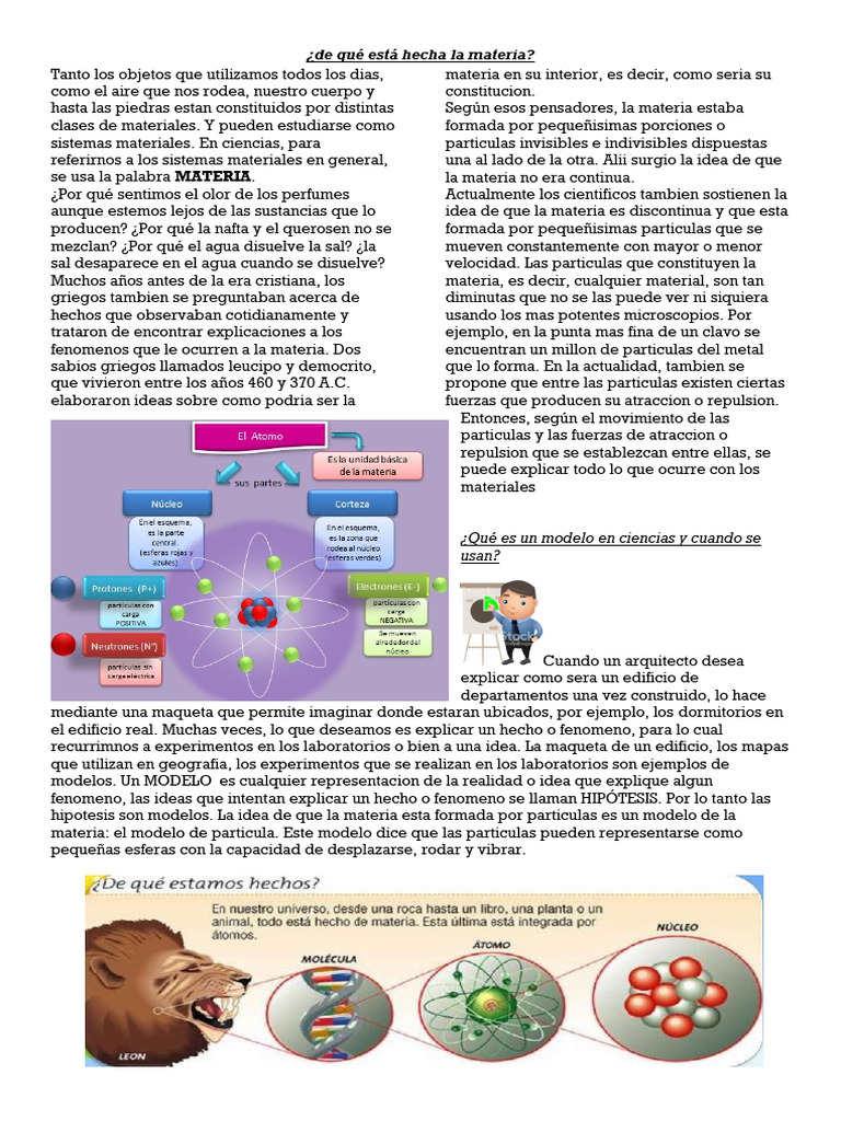 Materia y Materiales 2 - Modelo Corpuscular | PDF | Partícula elemental ...