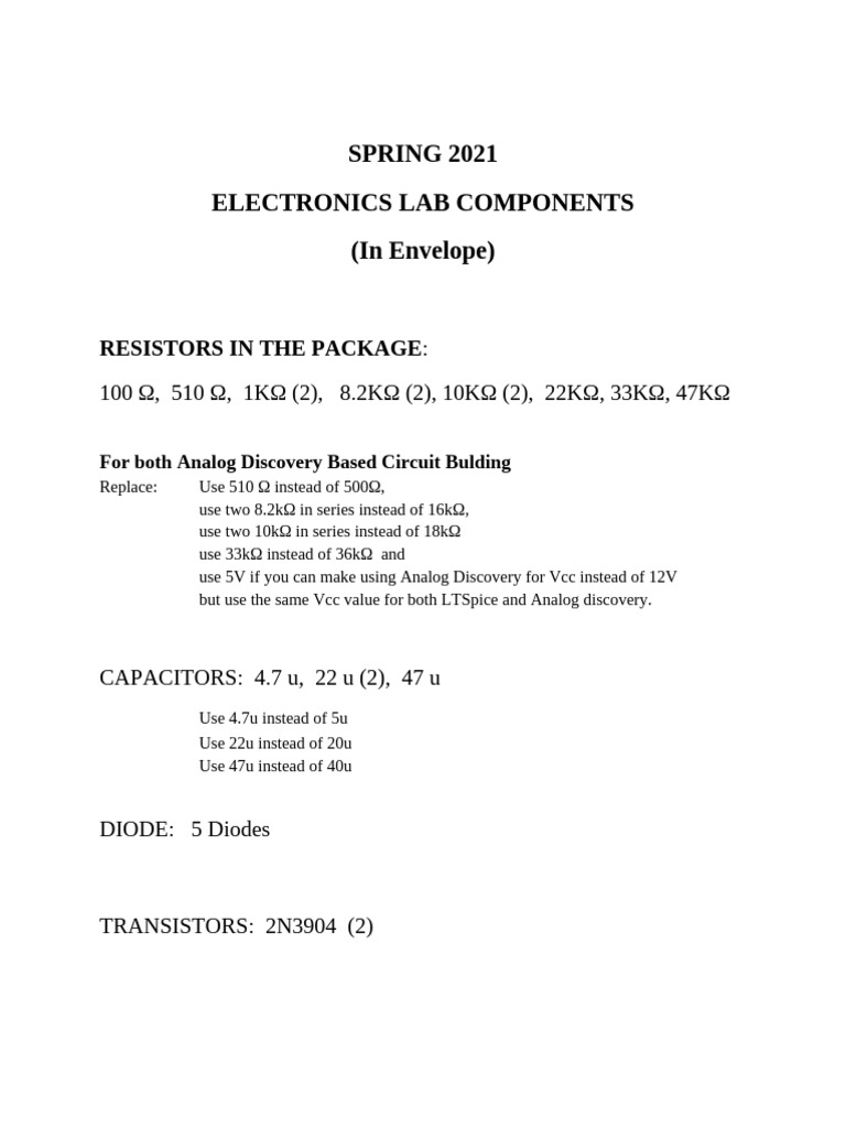 Instructions For Lab Components | PDF