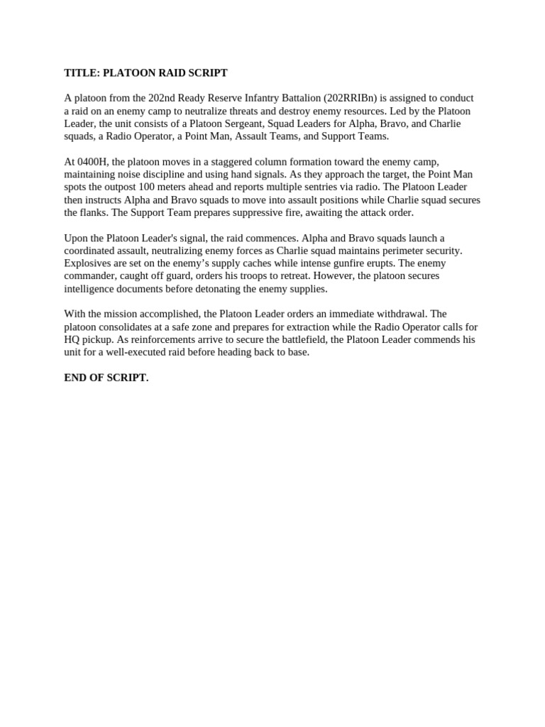 Platoon Raid and Ambush | PDF | Platoon | Ambush