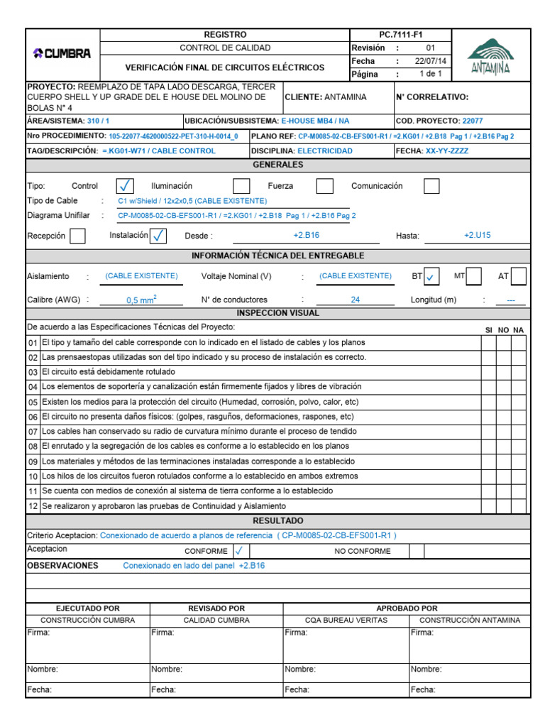 Formato Cumbra - 1 | PDF | Ingenieria Eléctrica | Electricidad