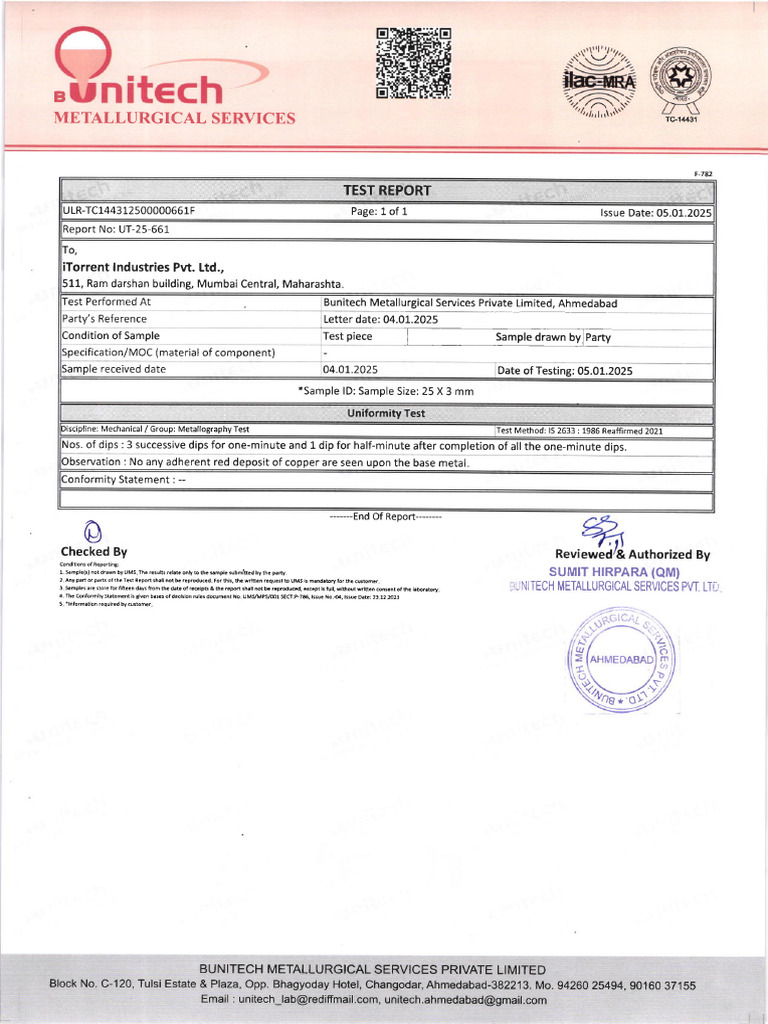 25X3 25X6 50X6MM UNITECH TEST REPORT | PDF | Materials | Applied And ...