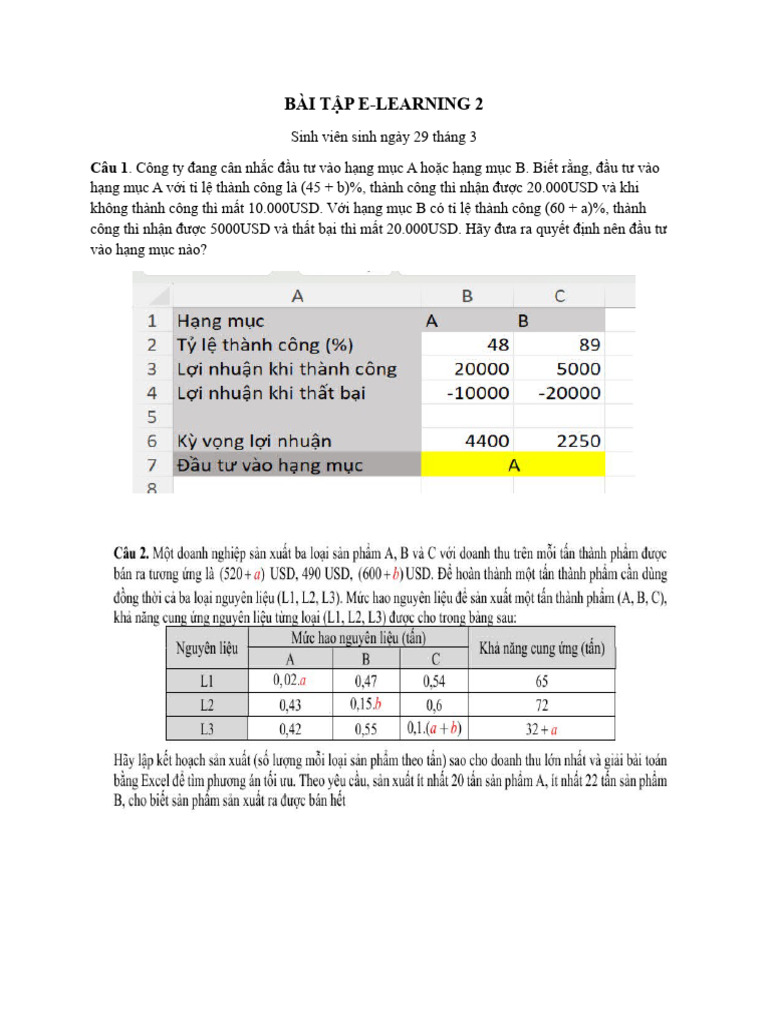 BÀI TẬP EL2 | PDF
