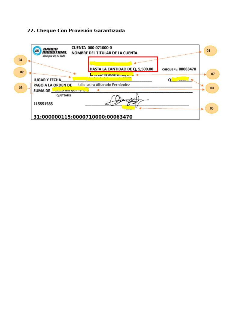 Cheque con Provisión Garantizada en Guatemala | PDF