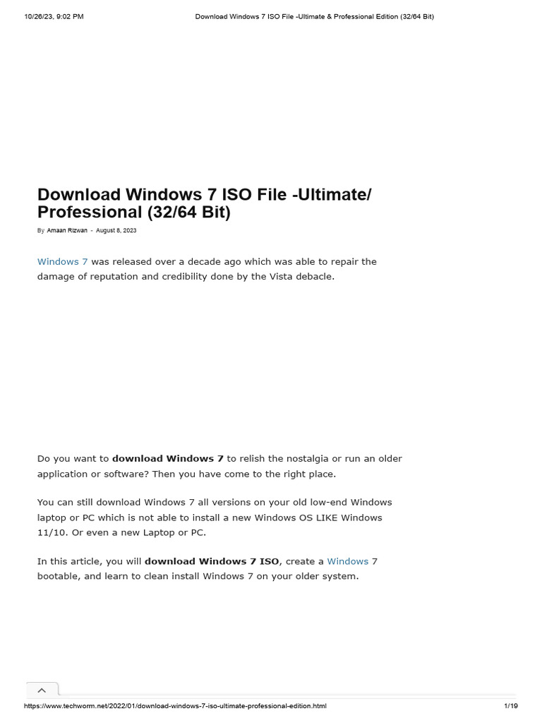 Windows 7 ISO File - Ultimate & Professional Edition (32 - 64 Bit ...