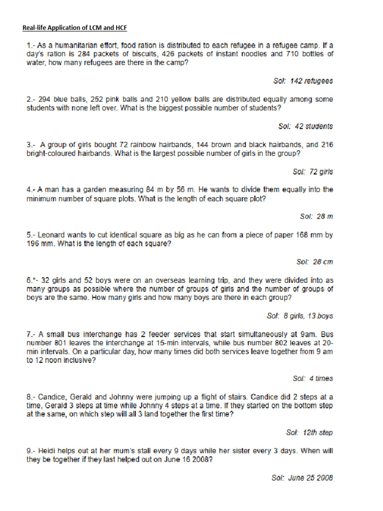 3 Real Life Application of LCM and HCF | PDF