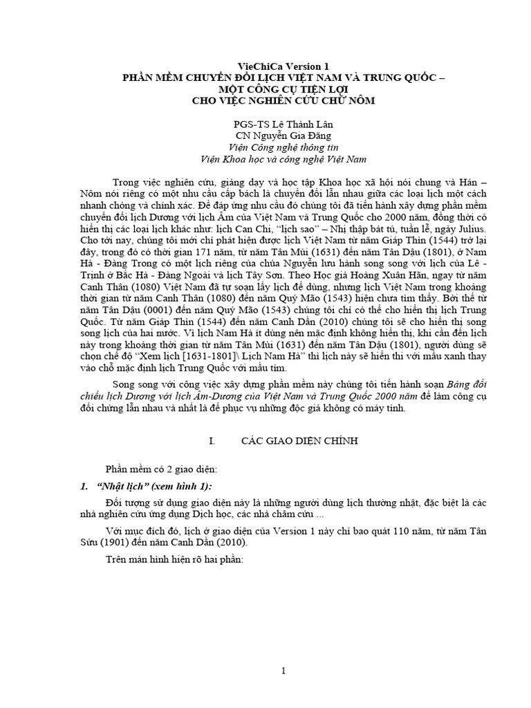 Phan Mem Chuyen Doi Lich VN - TQ | PDF