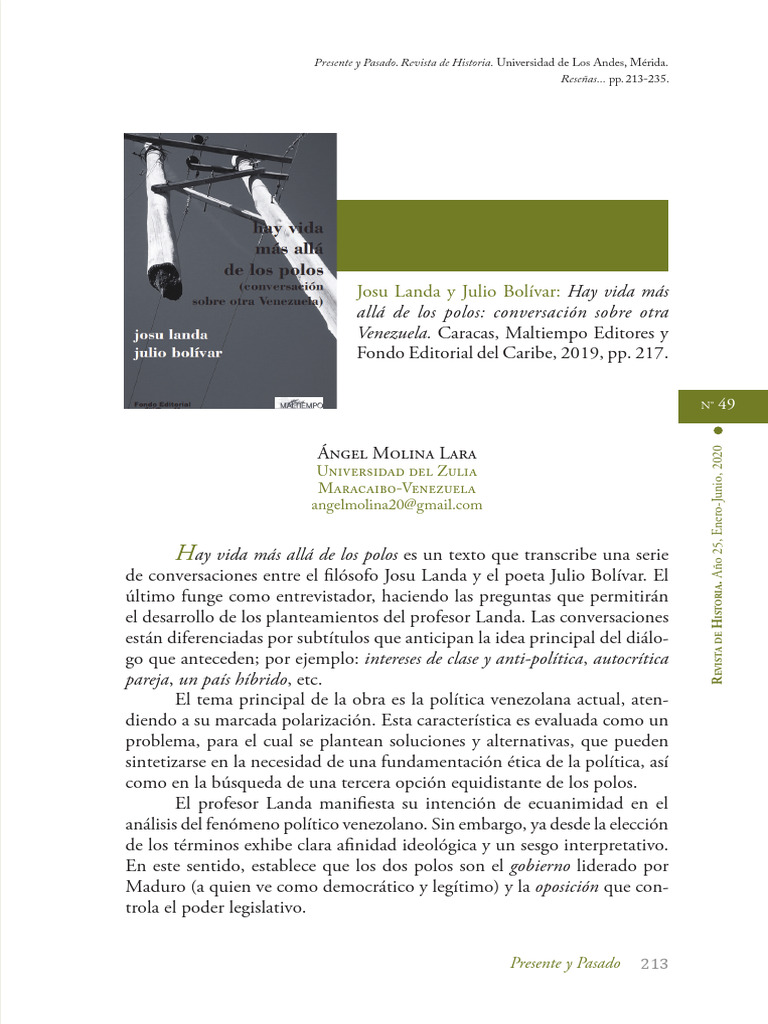 Resena Josu Landa y Julio Bolivar Hay V | PDF | Democracia social | Venezuela